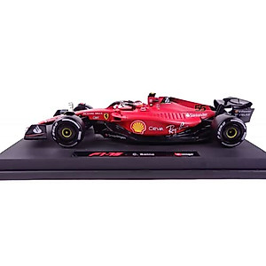 Bburago - 1/18 Scale Model Compatible with Ferrari Replica Miniature Model Compatible with Scuderia F1-75 # 55 Compatible with Carlos Sainz Season 2022 Formula 1 Scale Model Collectible (Red)