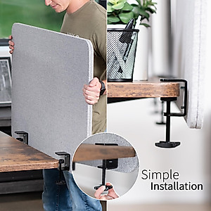 VIVO Clamp-on 60 x 24 inch Privacy Panel, Sound Absorbing Cubicle Desk Divider, Acoustic Partition, Gray, PP-1-V060G