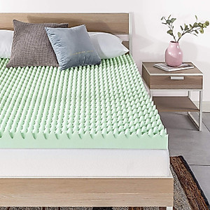 Best Price Mattress 4 Inch Egg Crate Memory Foam Mattress Topper with Calming Green Tea Infusion, CertiPUR-US Certified, Twin XL