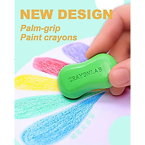 AIERVEN Crayons for Toddlers Palm Grip Jumbo Baby Crayons 24 Colors Washable Non-Toxic Paint Crayons Toys for Kids 3+ (Soap)