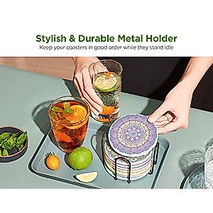 InnoGear Coasters, Coasters for Drinks Absorbent Ceramic Coasters for Coffee Table Wooden Table Cork Coasters Heat-Resistant Reusable Drink Coaster, Gift for Birthday Housewarming Kitchen Bar