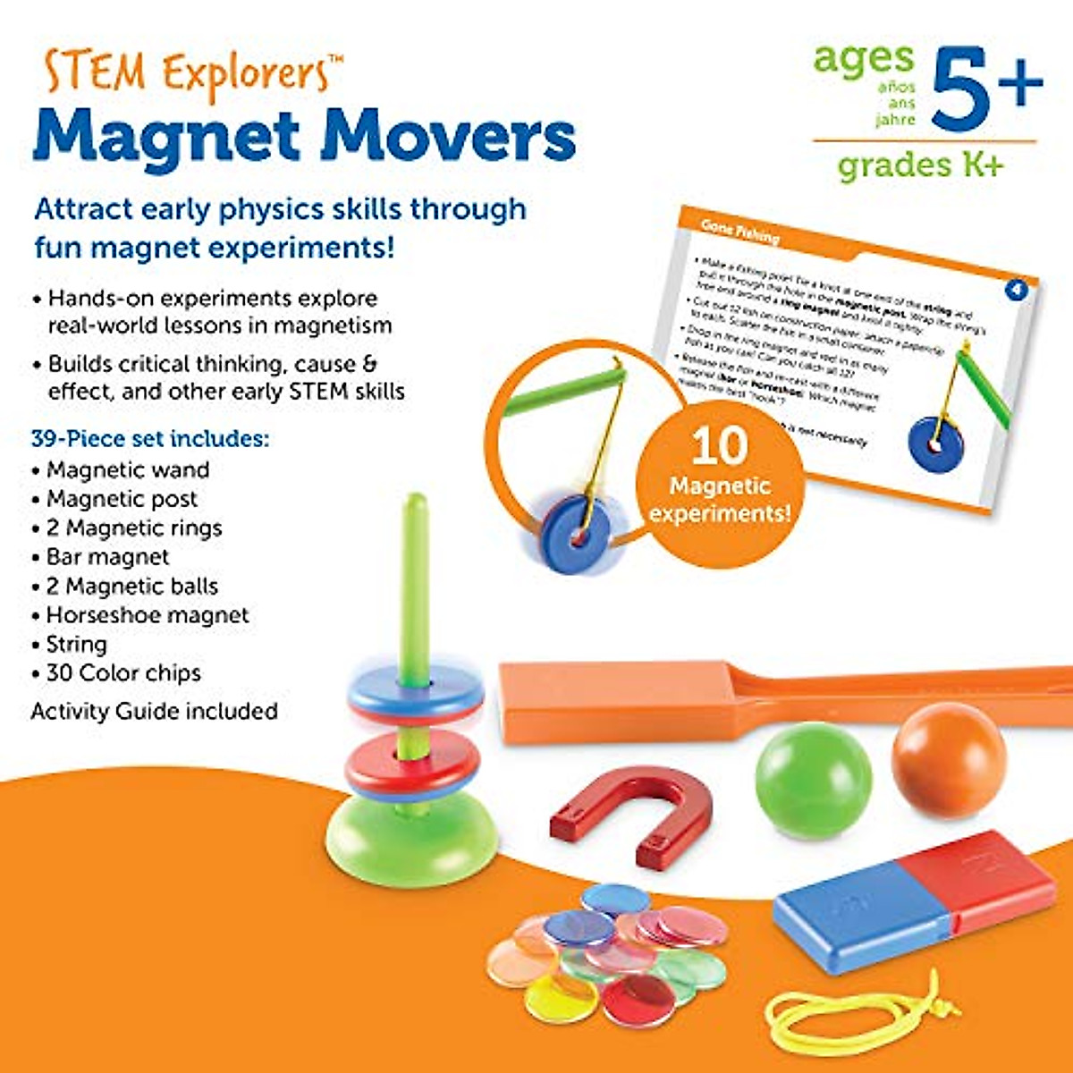Learning Resources STEM Explorers -Ages 5+,39 Pieces, Magnet Movers, Critical Thinking Skills, STEM Certified Toys, Magnets Kids,Magnet Set,Back to School Gifts,Teacher Supplies