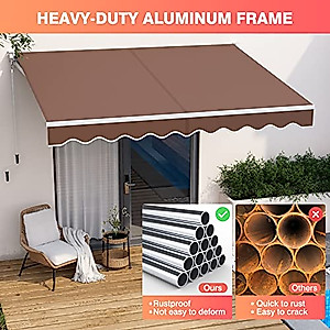 Tangkula 8 x 6.6 Ft Retractable Awning, Aluminum Patio Sun Shade w/ Crank Handle and Water-Resistant Polyester, Outdoor Manual Retractable Awning Cover Shelter