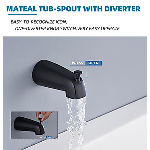 ELLO&ALLO Matte Black Shower Faucet Set with Tub Spout, Single Handle Tub and Shower Faucet Combo Set (Valve Included)