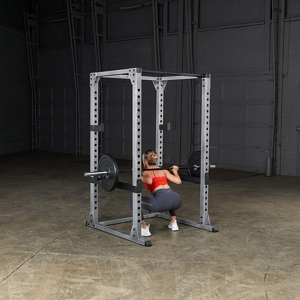 Body-Solid (GPR378 Power Rack - Heavy-Duty Steel Squat Cage with Adjustable Safety Bars and Chin-Up Bar for Home and Light Commercial Gym