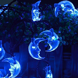 AMZSTAR Moon Light String,15.75ft 20 LED Solar Fairy String Light for Outdoor, Garden, Home, Wedding, Christmas Party and Holiday,Waterproof Decoration Lights (Blue)