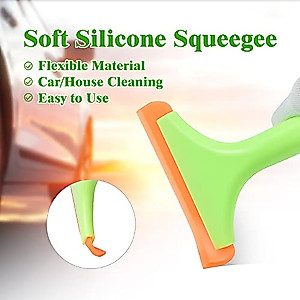 REEVAA Flexible Silicone Squeegee,Rubber Squeegee W/Non-Slip Handle Window Squeegee Small Squeegee,Auto Water Blade Window Tint Squeegee Shower Squeegee for Car Windshield, Mirror,Glass Door, Bathroom