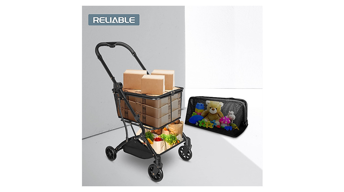 Functional Collapsible Shopping Cart - 60 lbs Capacity