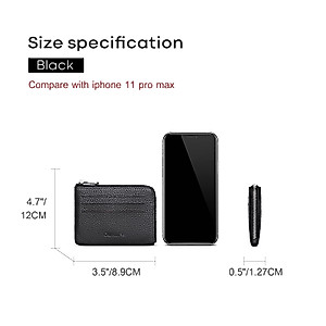 AOLUC Top Grain Genuine Leather Small Slim Mini Change Wallets for Women RFID Blocking Pocket Zipper Wallet Ladies Card Case Coin Purse with ID Window