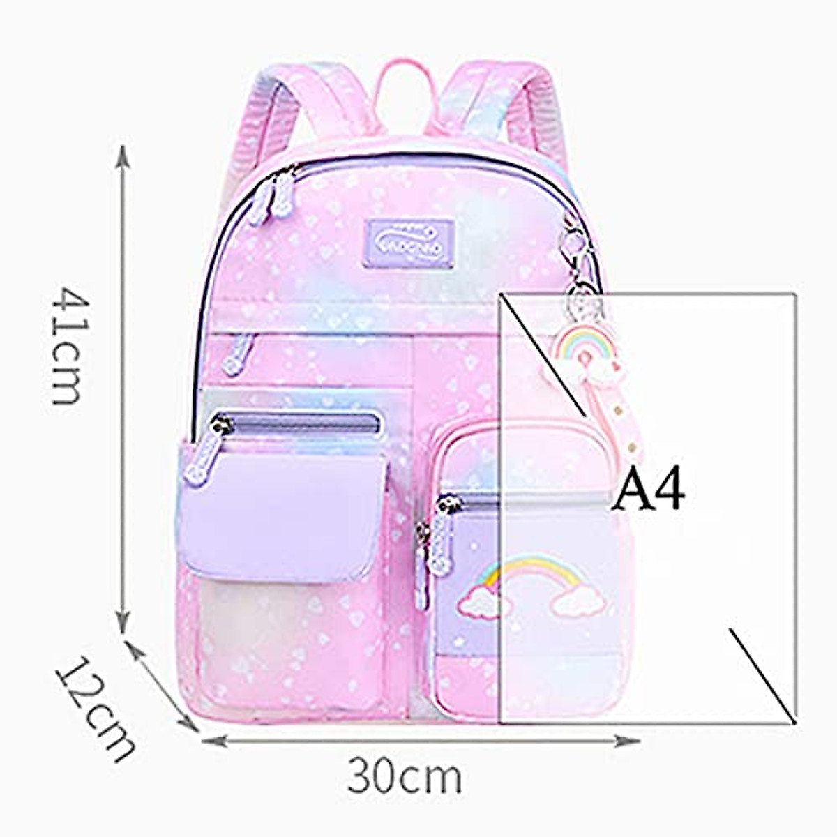 Rainbow Backpack for Girls Large Capacity Student School Bag Water Resistant Elementary Children Daypack