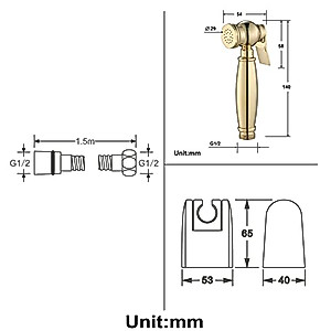 ZLOCYIVHE Handheld Toilet Bidet, Cloth Diaper Sprayer Bidet Faucet Mixer Tap, 1.5m 304 Stainless Steel Shower Pipe, ABS Shower Base,Chrome(Titanium Gold)