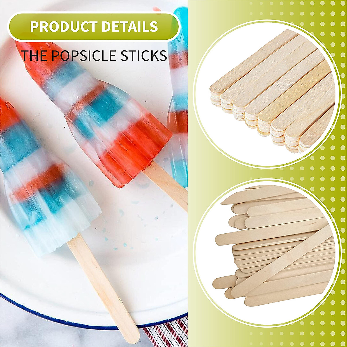 8”100Pcs KTOJOY Jumbo Wooden Craft Sticks Wooden Popsicle Craft Sticks Stick Treat Sticks Ice Pop Sticks for DIY Crafts，Home Art Projects, Classroom Art Supplies