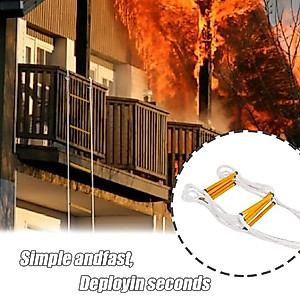 Rope Ladder, Emergency Fire Escape Ladder Flame Resistant Safety Rope Ladder with Hooks,Fast to Deploy Sturdy and Strong Portable and Reusable(16F/5M)