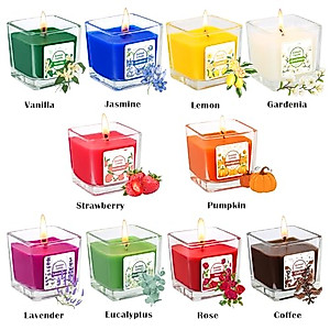 20 Packs Assorted Colored Scented Aromatherapy Candles in Glass with 10 Fragrances Bulk Small Natural Soy Wax Candles for Home Stress Relief Women Christmas Gift