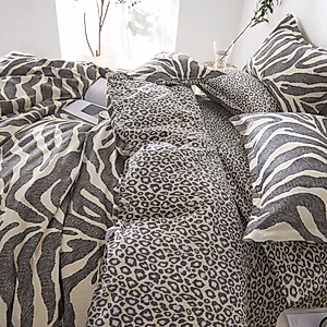 BUniq Duvet Cover 3 Pieces Queen King Full Twin Size with Zipper Closure, 4 Ties(1 Quilt Cover 2 Pillowcases)(Queen,002)