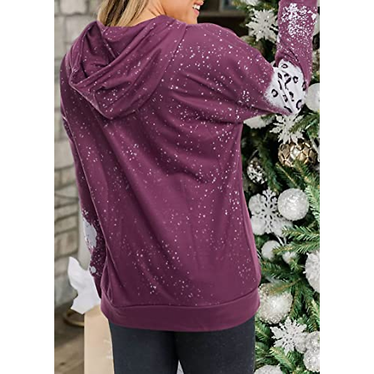 TAOHONG thankful blessed kind of a mess sweatshirts Purple Red