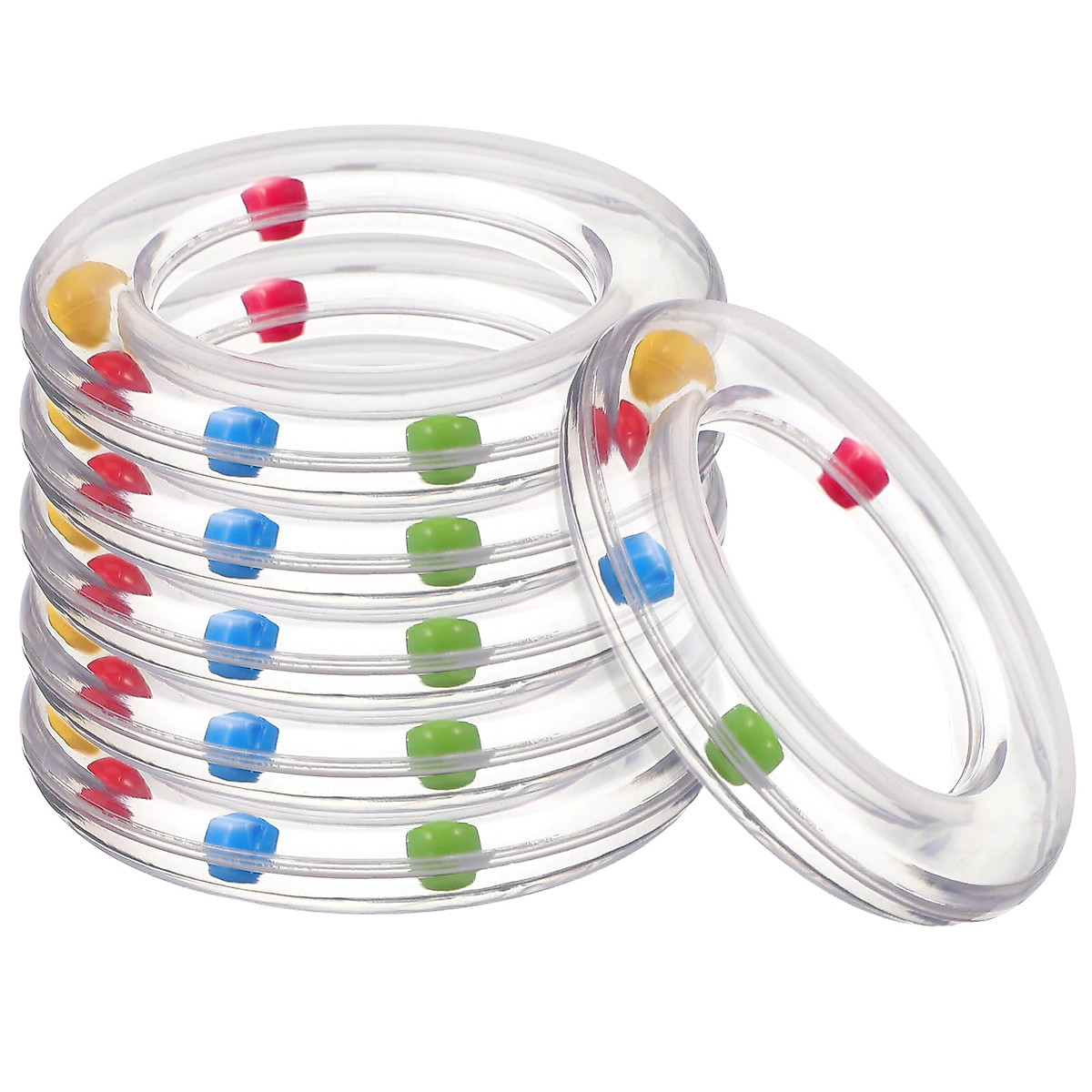 Toyvian 6Pcs Baby Toy Rings, Baby Rattles Plastic Clear Hand Bell Shaker, Rattle Inserts for Baby Toys, Developmental Baby Toy for Early Learning, Newborn Toddler Gifts
