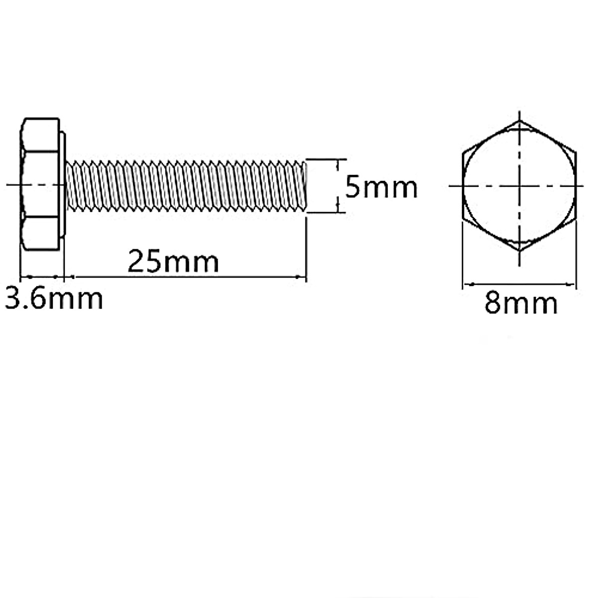 M5 x 25mm White Nylon Hex Head Cap Bolts Screws, Plastic Hexagon Nuts, Full Thread Nylon Hexagon Head Cap Bolts, 80Pcs