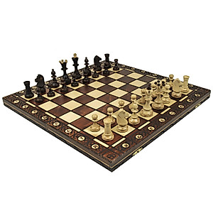 Brown Senator Wooden Chess Set - Weighted Chessmen 16 x 16