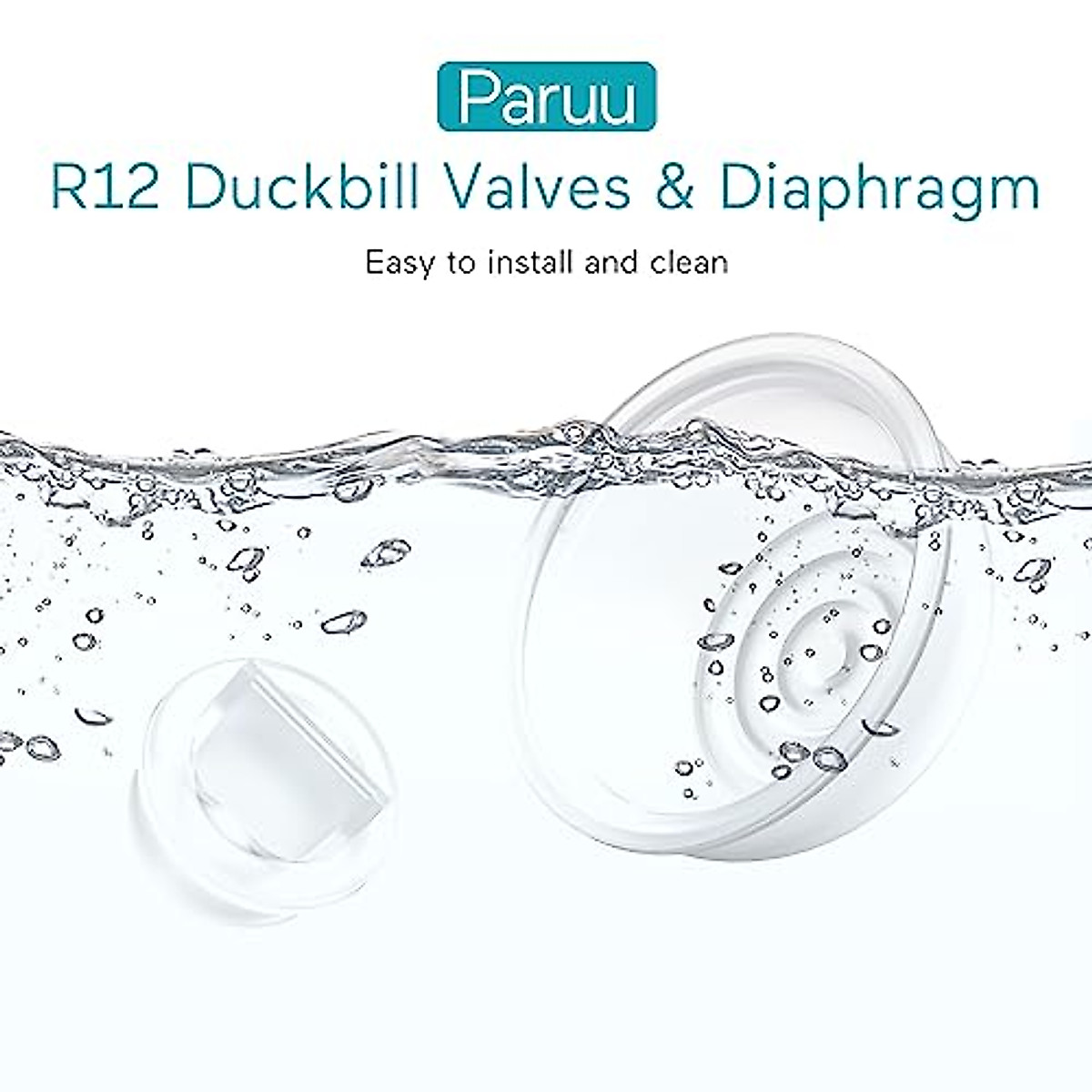 Paruu R12 Duckbill Valves & Silicone Diaphragm, R12 Original Breast Pump Parts, Wearable Breast Pump Replacement Accessories, 2 Pack Set