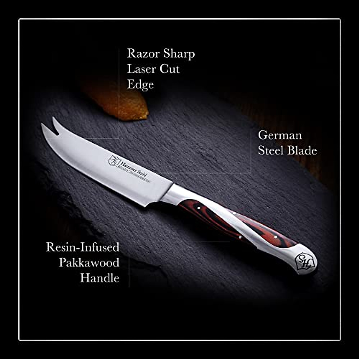 Hammer Stahl Bar Knife | Professional Bartender Knife for Garnishing, Cocktail Crafting & Citrus Peeling | High Carbon Stainless Steel Citrus Knife | Ergonomic Quad-Tang Pakkawood Handle & Gift Box
