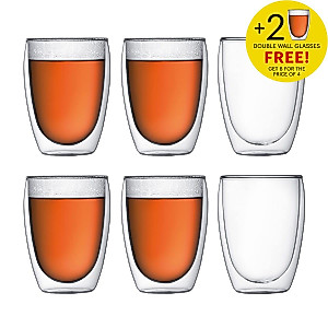 Bodum - 4559-10-12US Bodum Pavina Double Wall Insulated Glasses, 12 Oz. (6-Pack), Clear