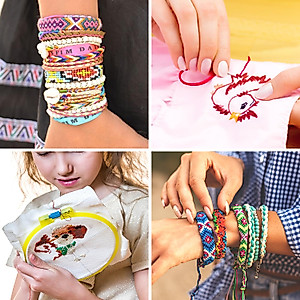 VICOVI Embroidery Thread Kit Including 200 Skeins Embroidery Floss 30 Skeins White & Black Embroidery Thread Cross Stitch Tool for Friendship Bracelets Arts DIY Crafts with 4-Tier Transparent Box