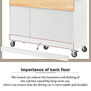 Kitchen Island Carts on Wheels, Rolling Storage Cabinet Trolley 52.7" Foldable Drop-Leaf Breakfast Bar Spice Rack, Towel Rack & Drawer, Solid Wood Top Buffet Server Sideboard(White-B)
