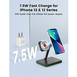 Wireless Charger for MagSafe, 3 in 1 Charging Station for Apple, Magnetic Wireless Charging Stand for iPhone 14/13/12 Series, iWatch 8/SE/7/6/3, AirPods 2/3/Pro/Pro 2