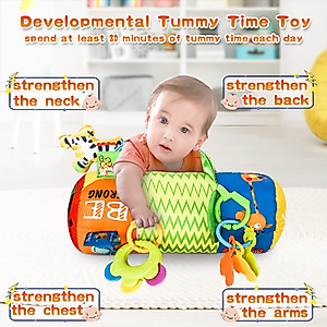 HISTOYE Baby Tummy Time Pillow Toy with Detachable Rattles Crawling Roller Developmental Baby Toys 3-6 Months Baby Toys 6-12 Months Infant Toys 0 3 6 9 12 Months Old Toys for Baby Infants Newborn