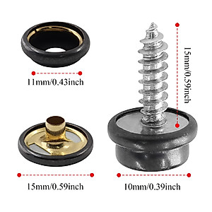 Moicstiy 90Pcs 5/8 Inch Stainless Steel Screws Snaps, Canvas Fastener Screw Snaps Kit 3/8 Inch Socket Marine Grade Boat Canvas Snaps for DIY Cover Furniture (30 Set, Black)