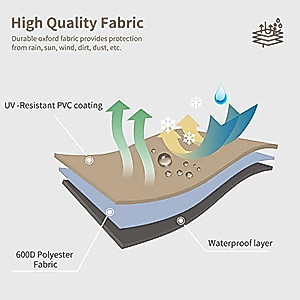 GDcaptain Fire Pit Cover Round 50Inch Durable Gas Fire Pit Cover Waterproof and UV-Resistant Patio Fire Bowl Cover for All Weather Protection Beige