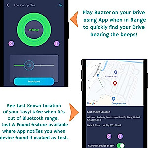 TASYL Track 128 GB USB 3.1 Flash Drive, with Bluetooth Tracker, Find Your Drive Quickly & See Last Known Location with Tasyl App, Up to 210 MB/s Read, Free USB C Adapter, Orange
