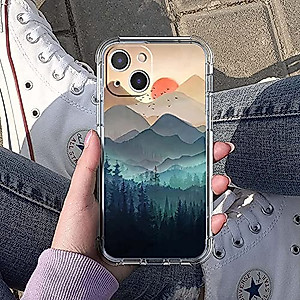 Vesidurt Mountain Sunset for iPhone 13 Mini Case,Nature Wilderness Landscape Pattern Case for Men Women,Trendy Soft TPU Protective Case for iPhone 13 Mini