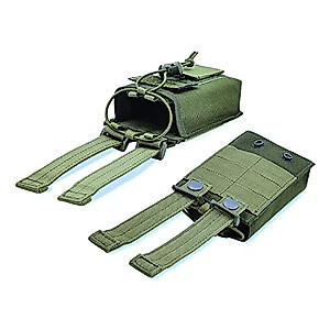 Tactical Radio Holder Molle Radio Pouch Case Heavy Duty Radios Holster Bag for Two Ways Walkie Talkies Adjustable Storage with 1 Pack Patch (Green)