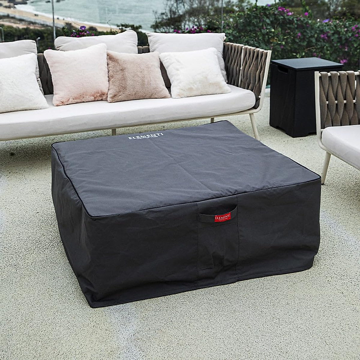 Roraima Concrete Fire Pit 40" x 40" Outdoor Patio Firepit Includes Fire Glass Modern Fire Pits & Outdoor Fireplaces for Garden, Deck, Indoor & Outdoor Heating