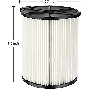 iSingo VF4000 Standard Wet/Dry Vac Filter Compatible with Ridgid 72947 Wet Dry Vacs 5 to 20-Gal, Husky Vacs 6 to 9 Gal, Craftsman 17816 Vacuum, 2 Pack