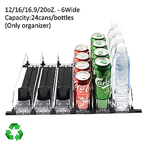 NagTour Drink Organizer for Fridge - Soda Dispenser Display with Smooth and Fast Pusher Glide Width Adjustable (6, 31CM)