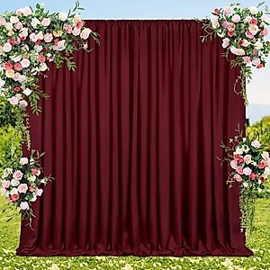 Burgundy Wall Backdrop Polyester Backdrop Curtain Panel Drapes Romantic Stage Fabric 10x8ft for Home Party Backdrop