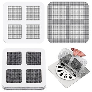 Haoguo 40Pcs 4" X 4" Disposable Shower Drain Cover Hair Catcher Shower Drain Mesh Stickers, Floor Drain Sticker for Bathroom, Laundry, Bathtub, Kitchen