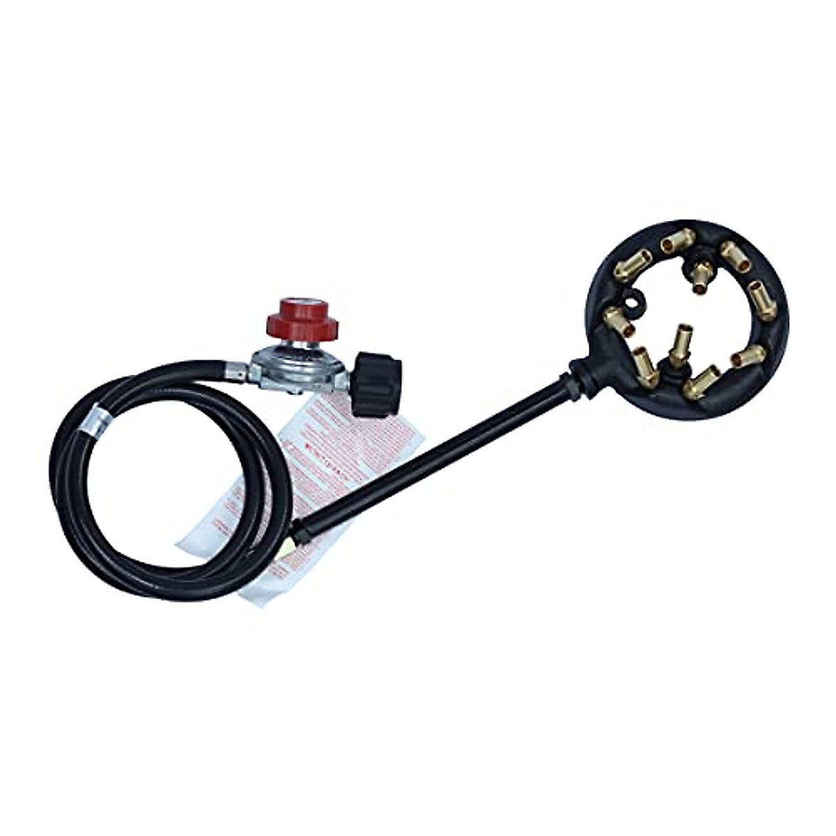 METER STAR 41,000 BTU 10 Jets Homemade Cast Iron Burner Assembly Flame Control System and High Pressure Regulator with Hose for DIY Forge Pizza Oven Turkey Fryer Accessories