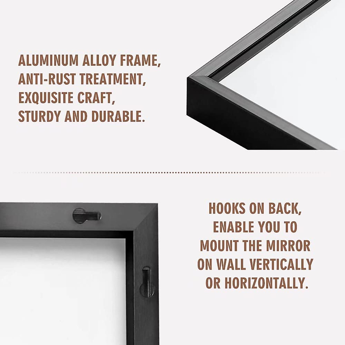 MIRUO Full Length, Floor Mirror Large Wall Mounted, Bedroom, Dressing Mirror Aluminum Alloy Thin Frame, Black, 65" x 22" (AMZVDJJ00371AAFN)