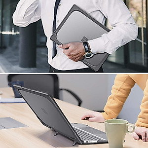Fintie Case for 12.4 Inch Microsoft Surface Laptop Go 3/2/1 (2023/2022/2020) Model: 2013 1943 - Heavy Duty Matte Coated Protective Hard Shell Cover with Fold Kickstand, Gray