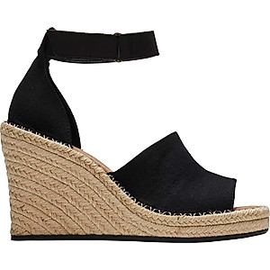 TOMS Marisol Wedge Black Leather 7.5 B (M)