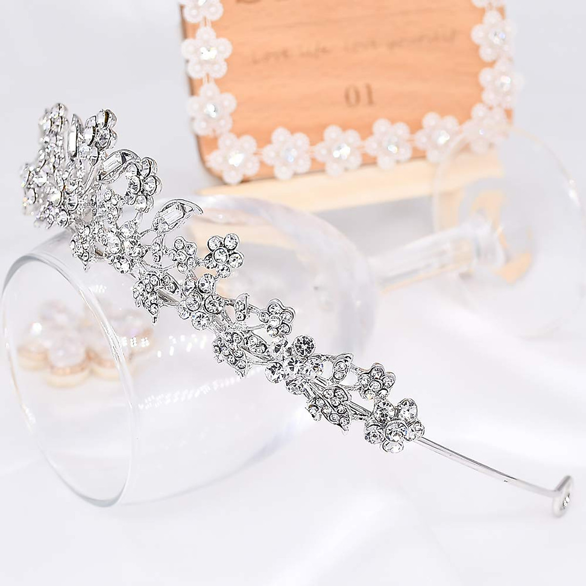 Rhinestone Crystal Tiaras and Crowns Headband For Women Birthday Pageant Wedding Prom Princess Crown (A-003 Silver)