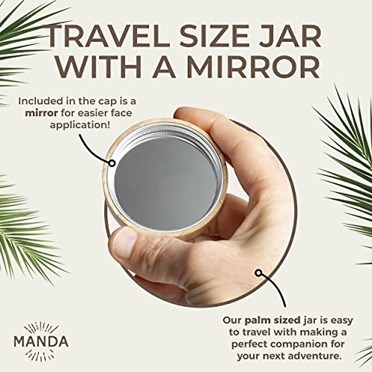 MANDA - Reef Safe Sunscreen - Made of Thanaka, Non-Nano Zinc Oxide & Organic Ingredients - SPF 50 - Travel Size, Waterproof Sunscreen Paste - Applies Thick - 40g