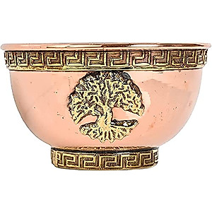 Tree of Life Copper Offering Bowl 3", Great for Altar use, Ritual use, Incense Burner, smudging Bowl, Decoration Bowl, offering Bowl - New Age Imports, Inc. (Tree of Life)