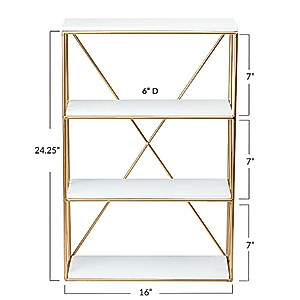 Main + Mesa Wood and Gold Rectangle Wall Shelf