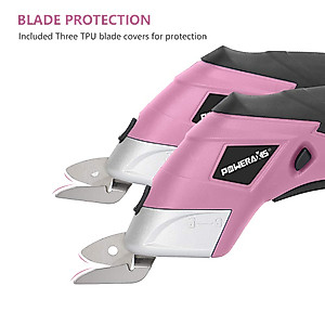 Electric Scissors Fabric Cutter-POWERAXIS Rechargeable Cordless Power Fabric Shears Scissors Cutting Tool with 3 Spare Cutting Blades for Cutting Fabric,Leather,Carpet and Cardboard