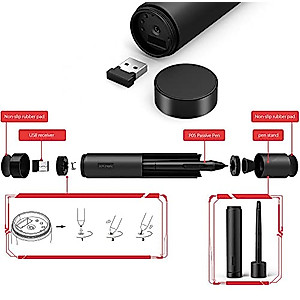 XP-PEN Deco 03 Graphics Drawing Tablet, Wireless Digital Tablet with 6 Shortcut Keys, Red Dial Knob, Battery-Free Passive Stylus of 8192 Levels Pressure Large Drawing Space Graphic Tablet for Digital